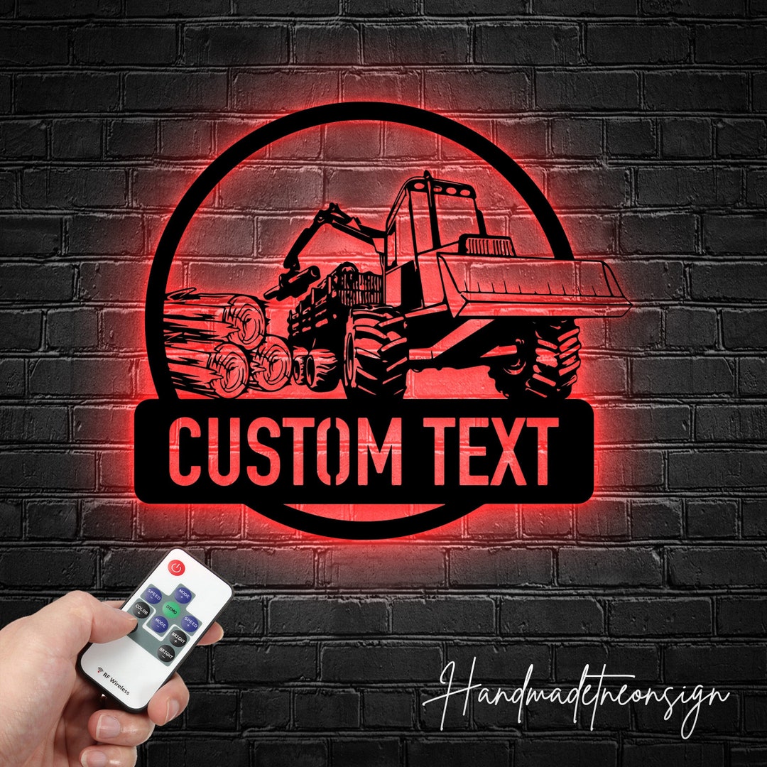 Personalized Logging Lumber Truck Metal Wall Art LED Light Custom ...