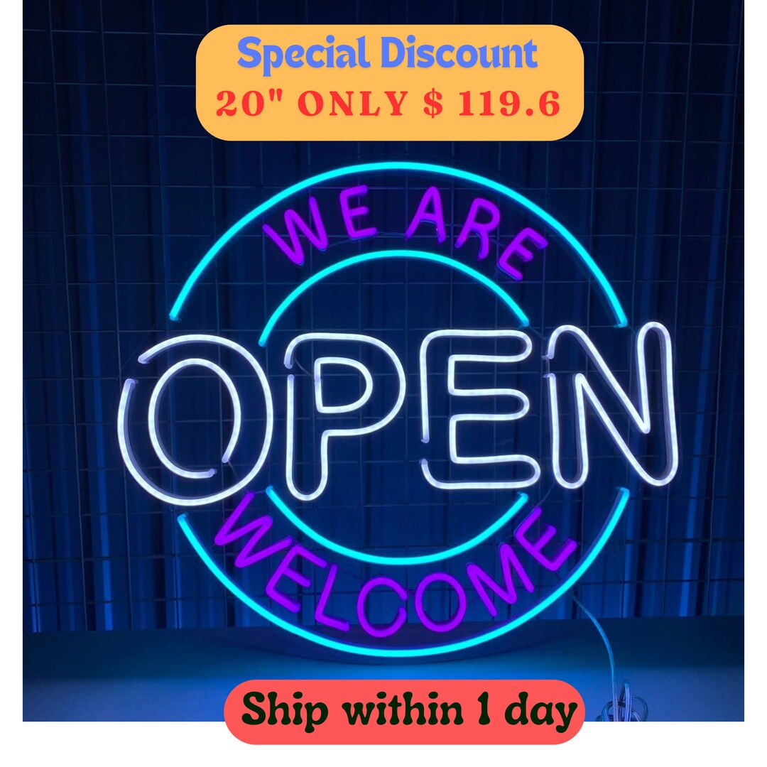 We Are Open Neon Sign, We Are Open Neon Light, We Are Open Led Sign, We ...