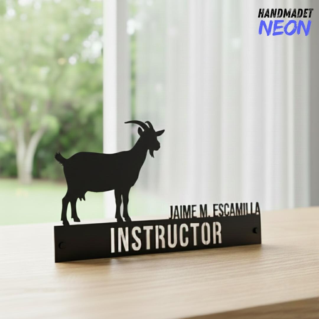 Personalized Goat Desk Name Plate, Custom Metal Name Sign With Goat ...