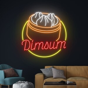 Dimsum Neon Sign, Dimsum Led Sign, Dimsum Led Light, Chinese Food Neon Light, Street Food Shop ...
