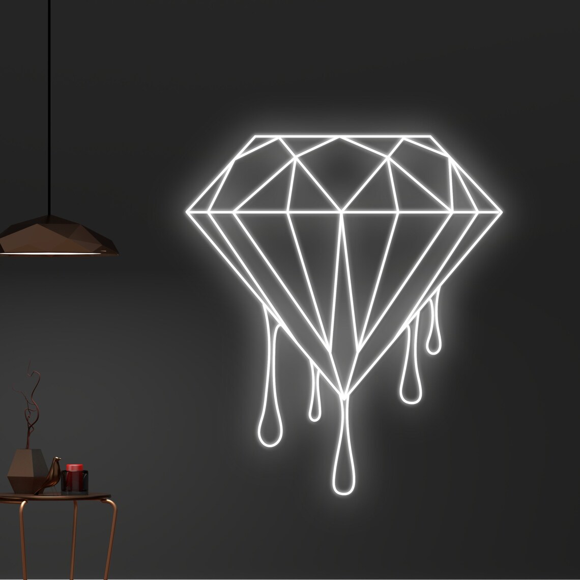 Custom Dripping Diamond Neon Sign, Melting Diamond Neon Light, Diamond ...