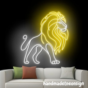 Lion Neon Sign, Lion Led Sign, Lion Animal Neon Light, Animal Lover Led ...