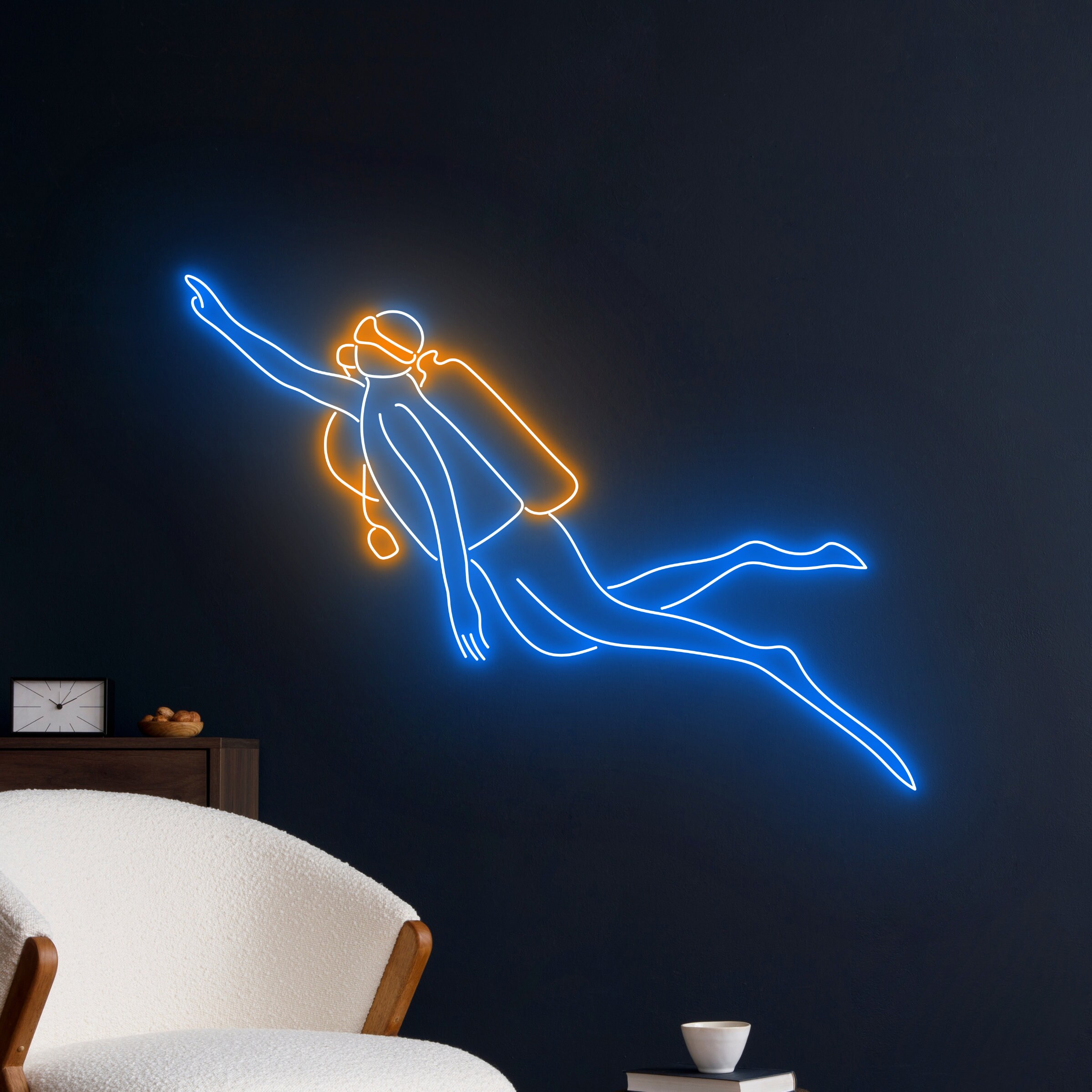 Scuba Diver Neon Sign, Scuba Diver Neon Light, Diving Mask & Duck ...
