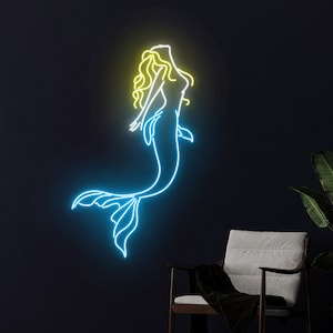 Mermaid Neon Sign, Mermaid Girl Led Sign, Mermaid Lady Neon Light ...