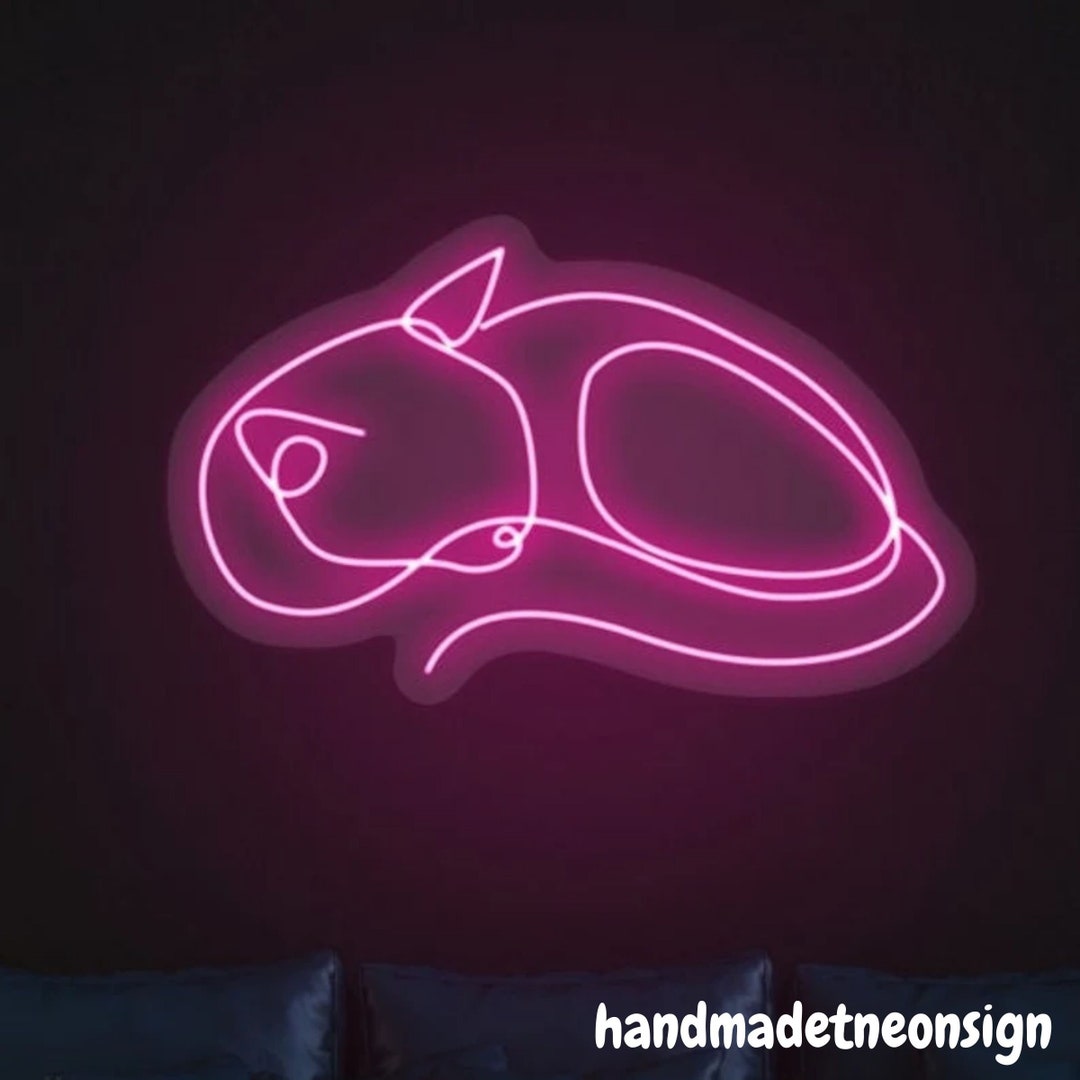 Sleeping Cat Neon Sign, Lazy Cat Led Sign, Wall Decor, Cat Led Light ...