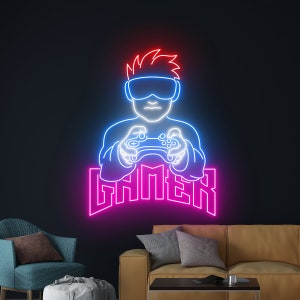 Custom Gamer Neon Sign, Game Controller Led Sign, Game Player Led Light ...