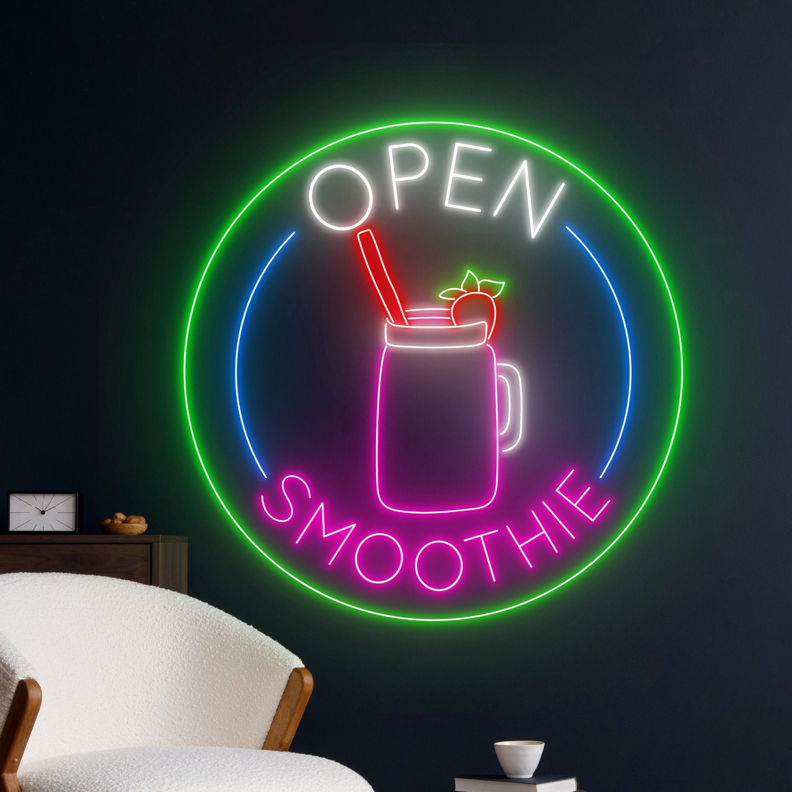 Open Smoothie Neon Sign, Smoothie LED Light, Smoothie Fruit Neon Light ...