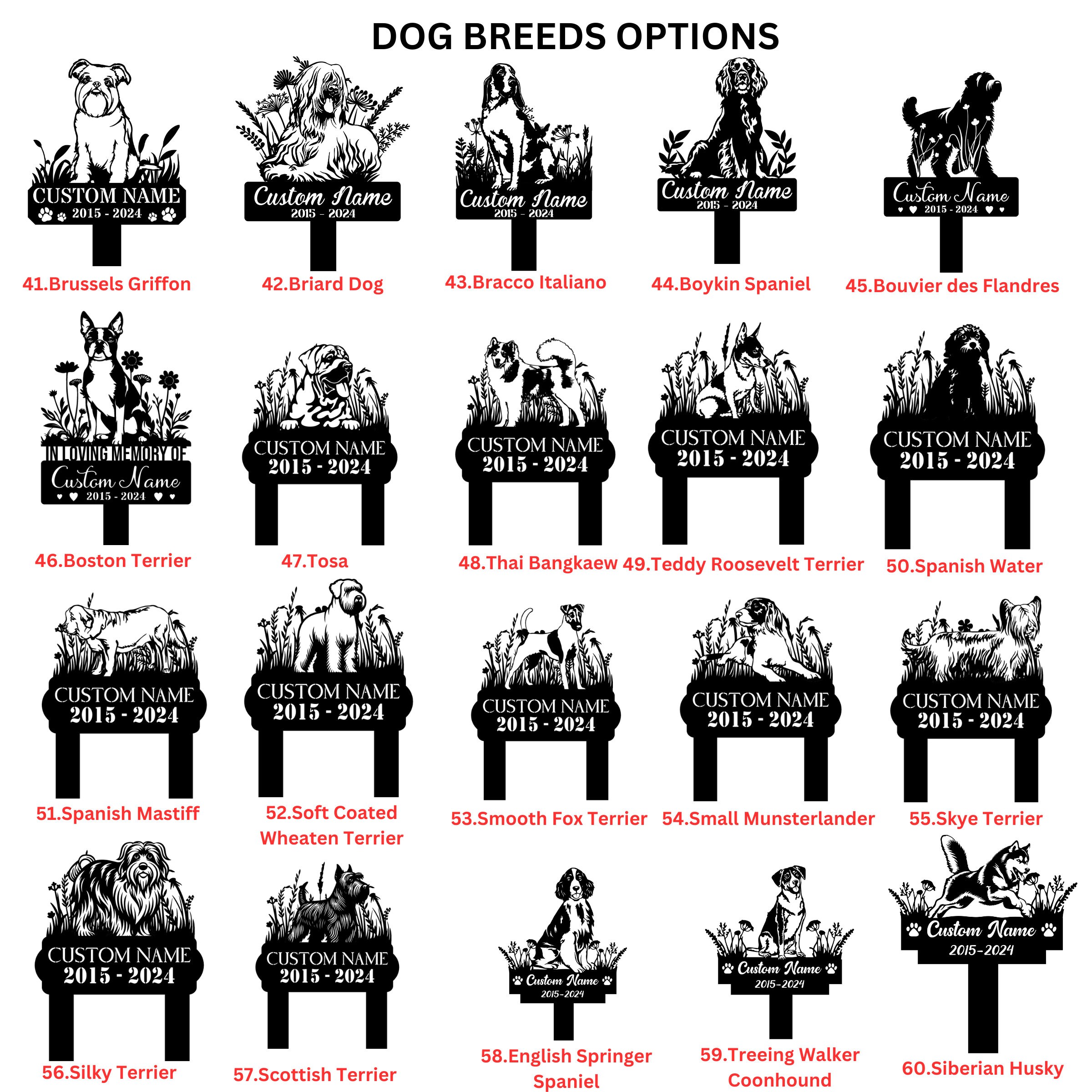 Custom Dog Memorial Stake, Every Dog Breed Stake Metal Sign, Dog Grave ...