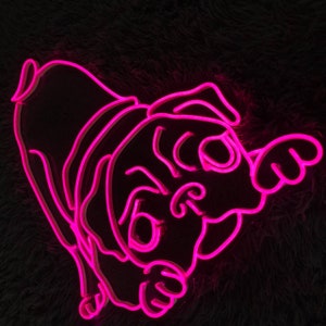 Pug Yoga Pose Led Sign, Pug Dog Neon Sign, Wall Decor, Cute Pug Led ...