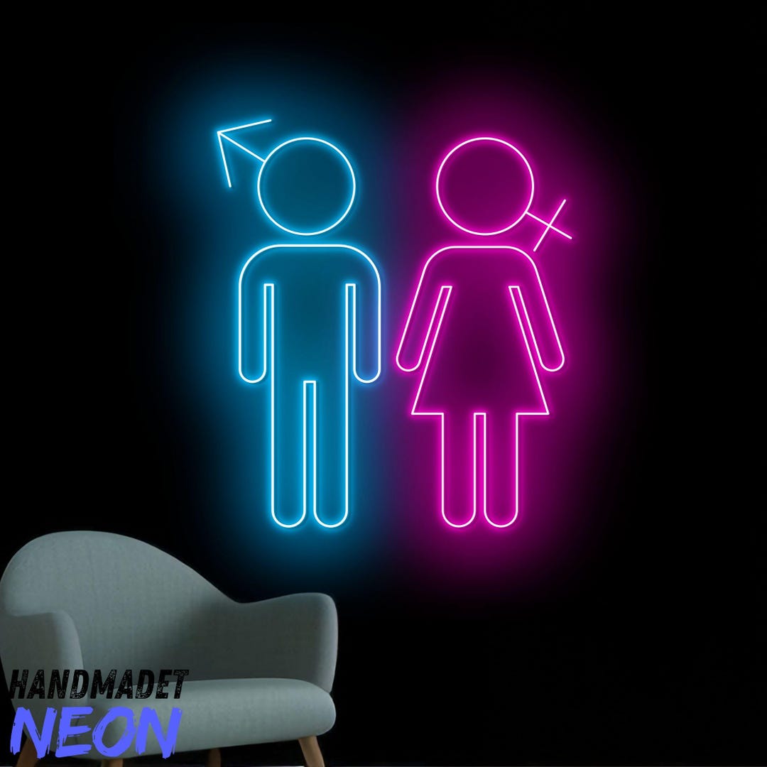 Restroom Neon Sign, Men Woman Toilet Led Sign, Toilet WC Neon Light ...