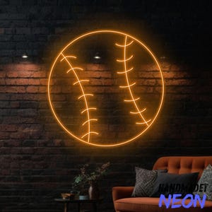Baseball Ball Neon Sign, Baseball Led Sign, Baseball Neon Light ...