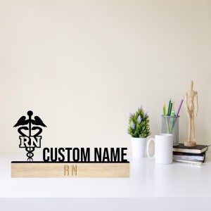 Custom RN Doctor Desk Name Plate, RN Doctor Metal Nameplate for Desk ...