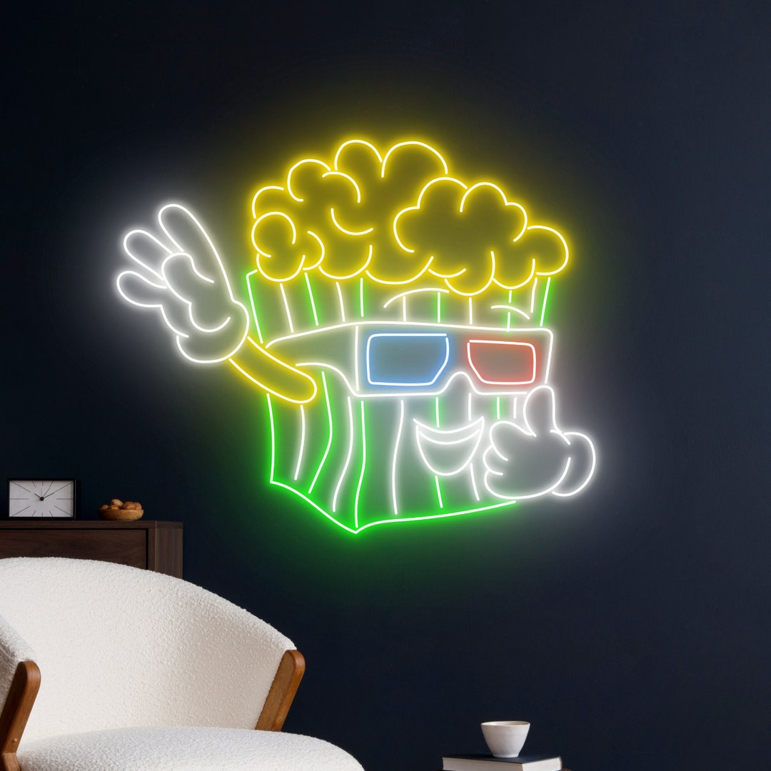 Funny Popcorn Neon Sign, Popcorn Neon Light, Popcorn Led Light, Popcorn ...