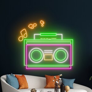 Boombox Neon Sign, Cassette Tape Led Sign, Radio Neon Light, Mixtape ...