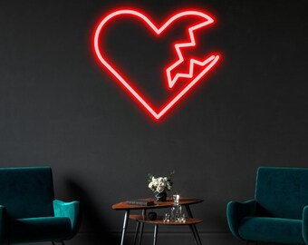 Broken Heart Neon Sign - Etsy