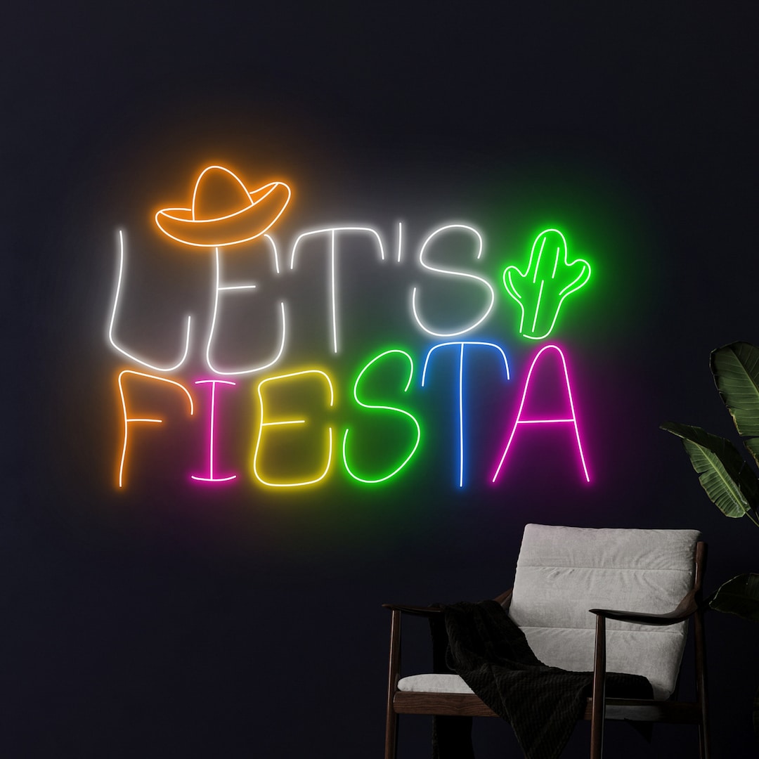 Let's Fiesta Neon Sign, Fiesta Neon Light, Fiesta Led Light, Mexican ...