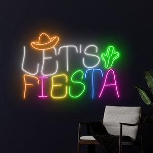 Let's Fiesta Neon Sign, Fiesta Neon Light, Fiesta Led Light, Mexican ...
