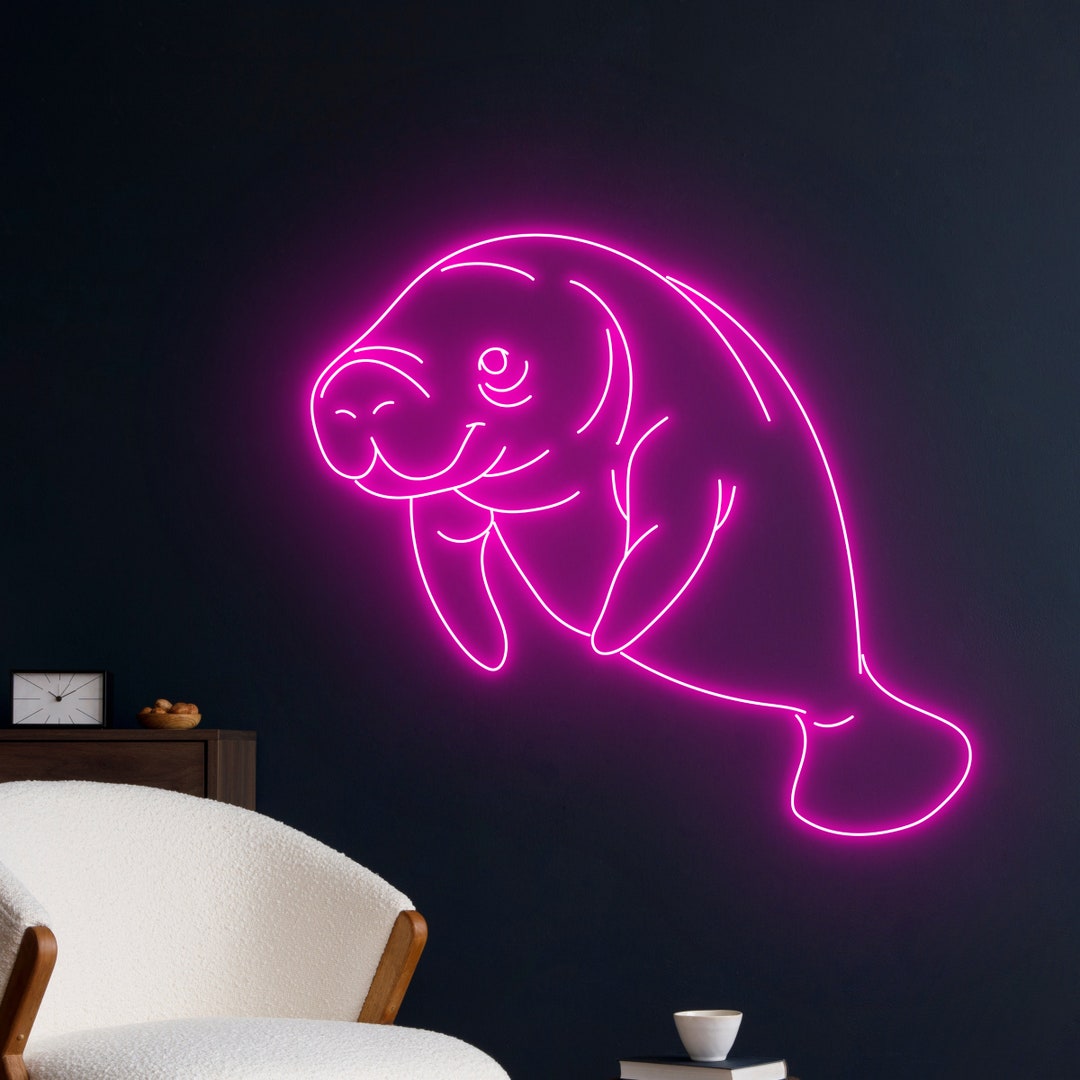 Manatee Neon Sign, Manatee Led Sign, Marine Manatee LED Light, Nursery ...