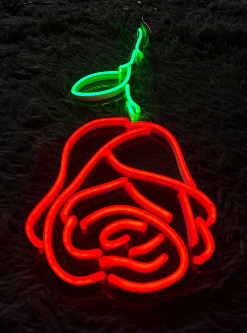 Rose Led Sign Rose Neon Sign Wall Decor Birthday's - Etsy