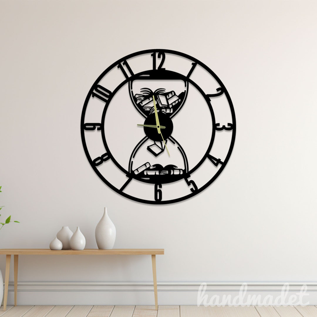 Book Wall Clock Unique, Book Round Wall Clock, Book Lover Oversize Wall ...