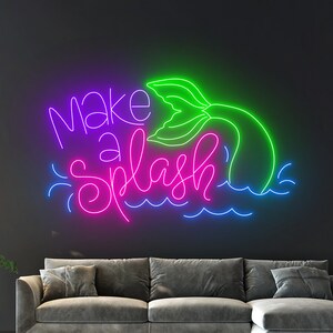 Splash Mermaid Neon Sign, Mermaid Neon Sign, Wall Decor, Nursery Neon ...