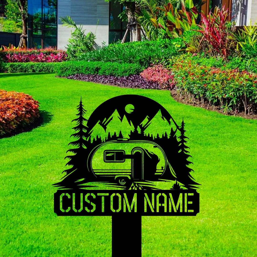Custom Outdoor Camping Van Metal Sign With Stakes - Personalized ...