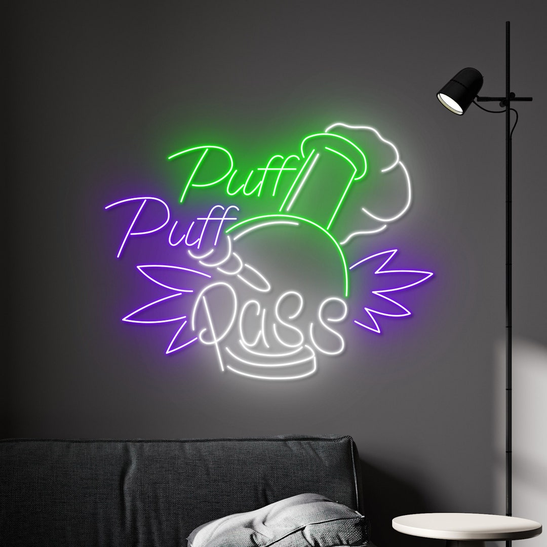 Puff Puff Pass Weed Led Sign, Weed Leaf Led Light, Weed Leaves Neon ...