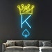 King Crown Neon Sign, Crown King Led Sign, K Crown Led Light, Royal ...