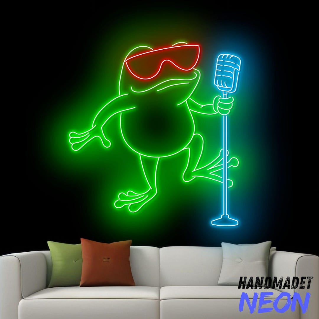 Frog Singing Neon Sign, Frog Singer Led Sign, Frog Sunglasses Led Light ...