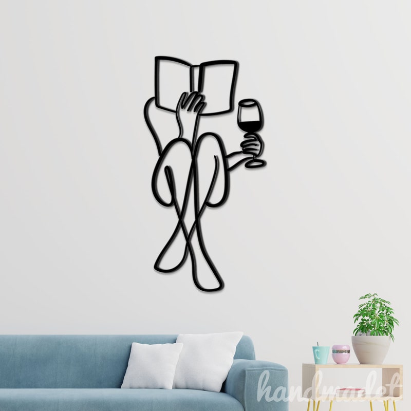 Book and Wine Metal Art - Etsy