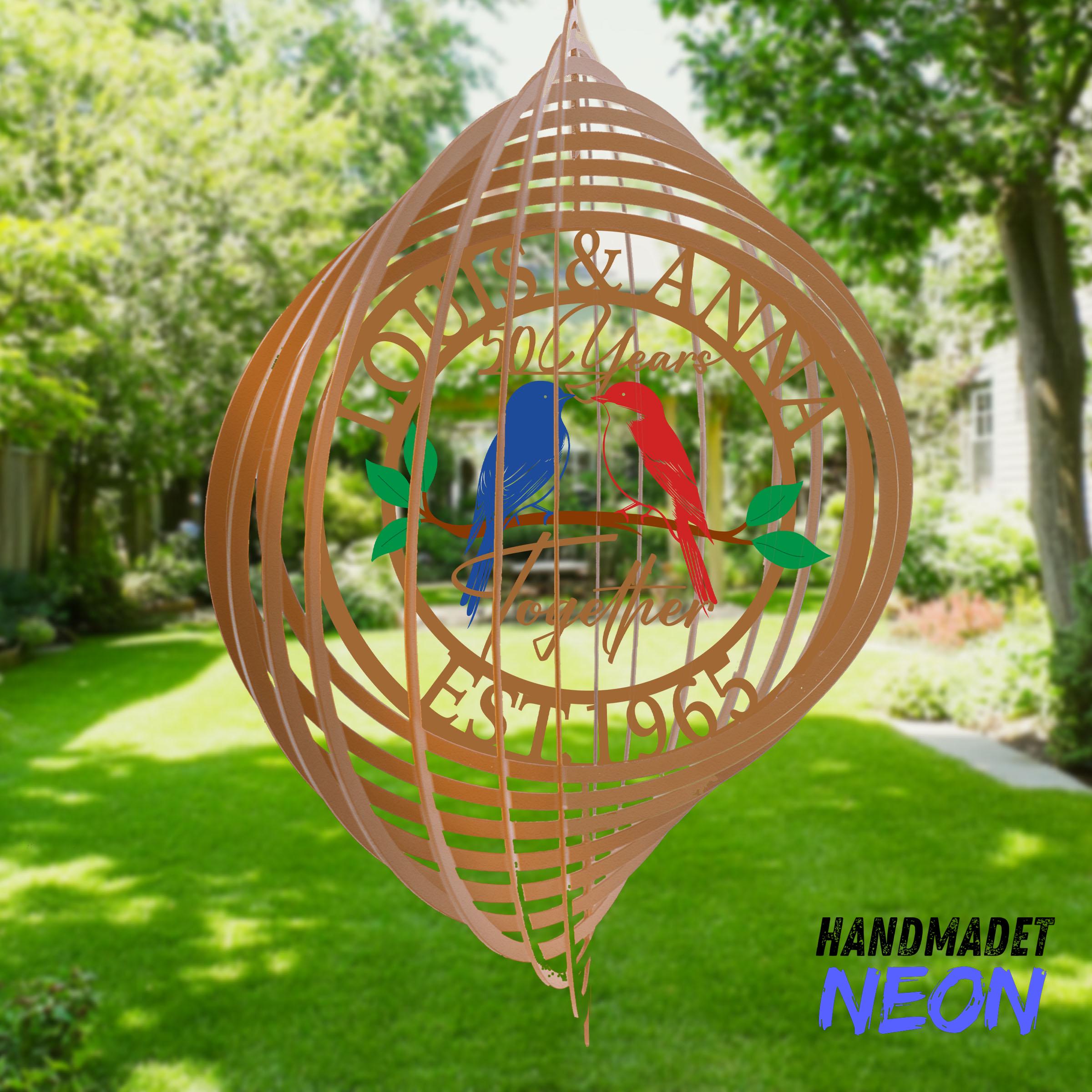 Personalized 50th Anniversary Wind Spinner, Custom Couple Metal Wind ...