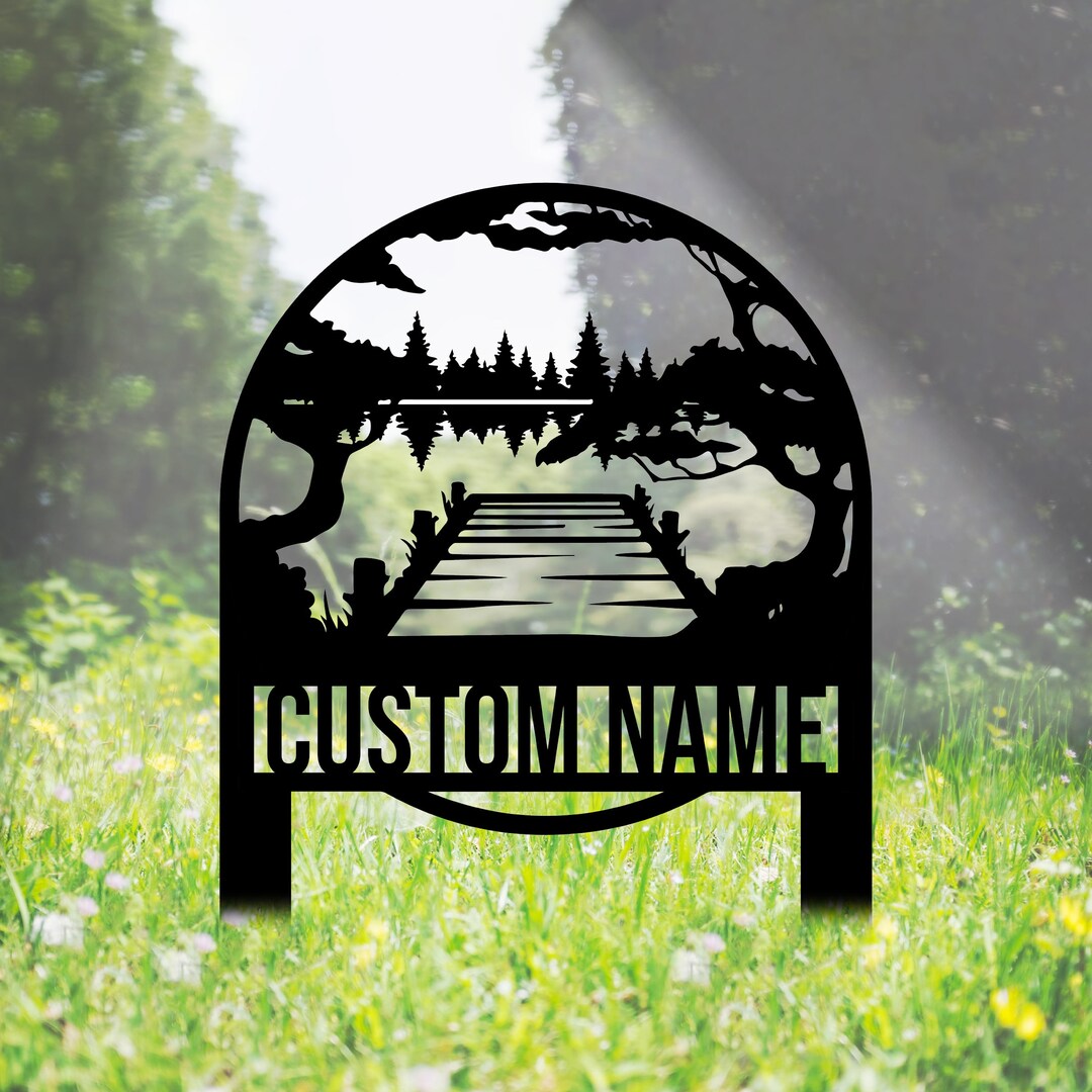 Custom Dock on Lake Memorial Stake, Scenic Lake Stake Metal Sign ...