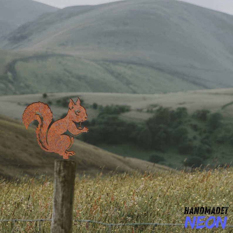Personalized Squirrel Metal Rusty Tree Stake, Squirrel on Branch Garden ...