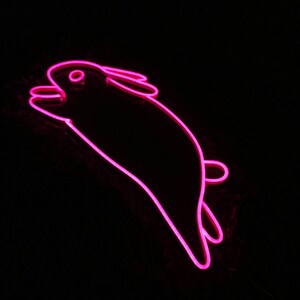 Jumping Bunny Rabbit Neon Sign, Jumping Rabbit Light Up, Bunny Rabbit ...
