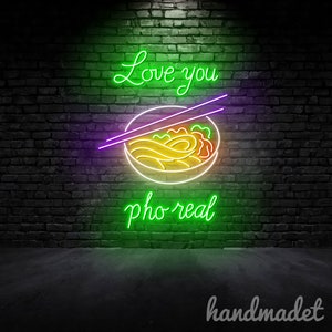 Love You Pho Real Neon Wall Sign, Pho Bowl Led Wall Light, Vietnamese ...