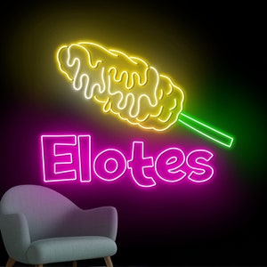 Elotes Neon Wall Sign, Grilled Mexican Street Corn Led Wall Light ...