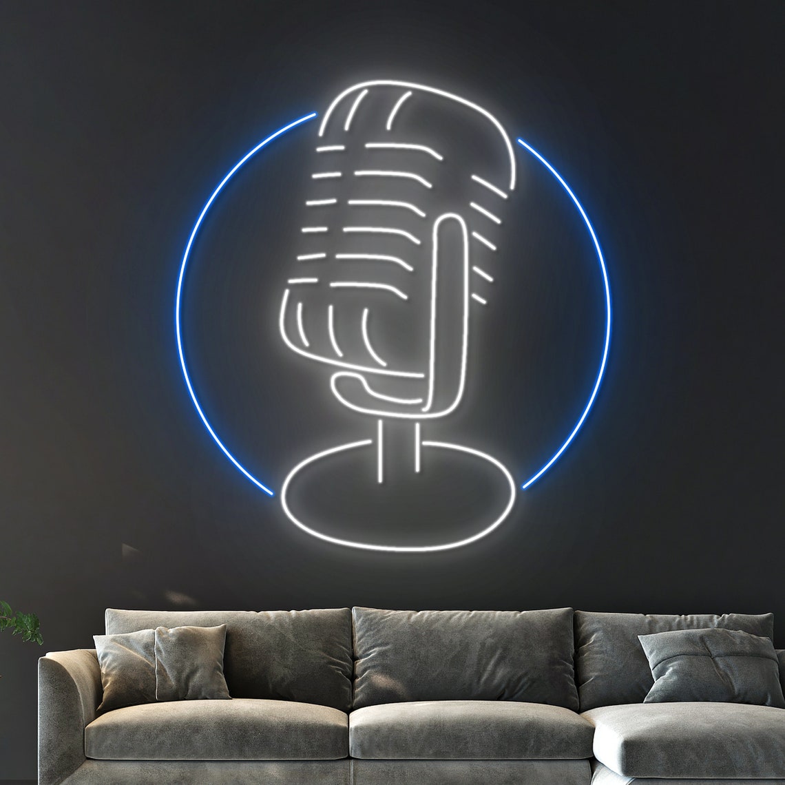 Microphone Neon Sign, Record Studio Led Sign, Radio LED Light, Podcast ...