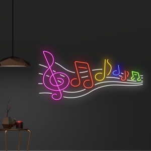 Custom Music Notes on Stave Led Sign, Music Embroidery Neon Light ...