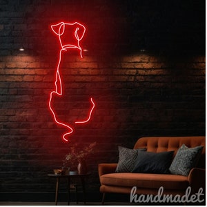 Dog Line Art Neon Sign, Dog Line Art Led Sign, Dog Lover Neon Light ...
