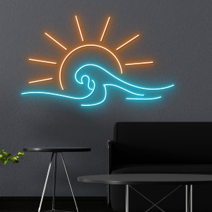 Custom Sun & Wave Neon Sign, Sunrise Sunset Neon Light, Beach Led Light ...