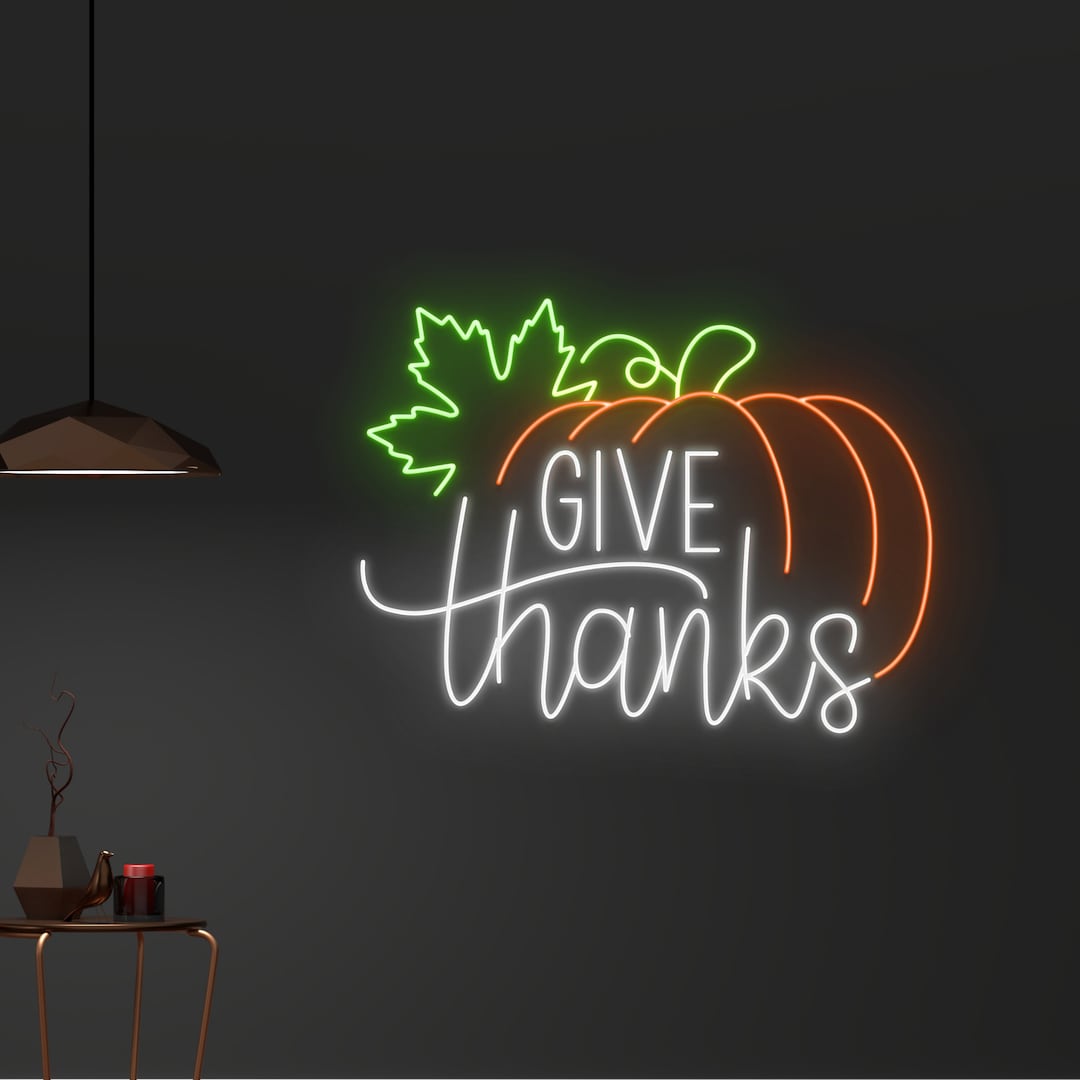 Custom Give Thanks Pumpkin Neon Sign, Thanksgiving Pumpkin LED Light ...