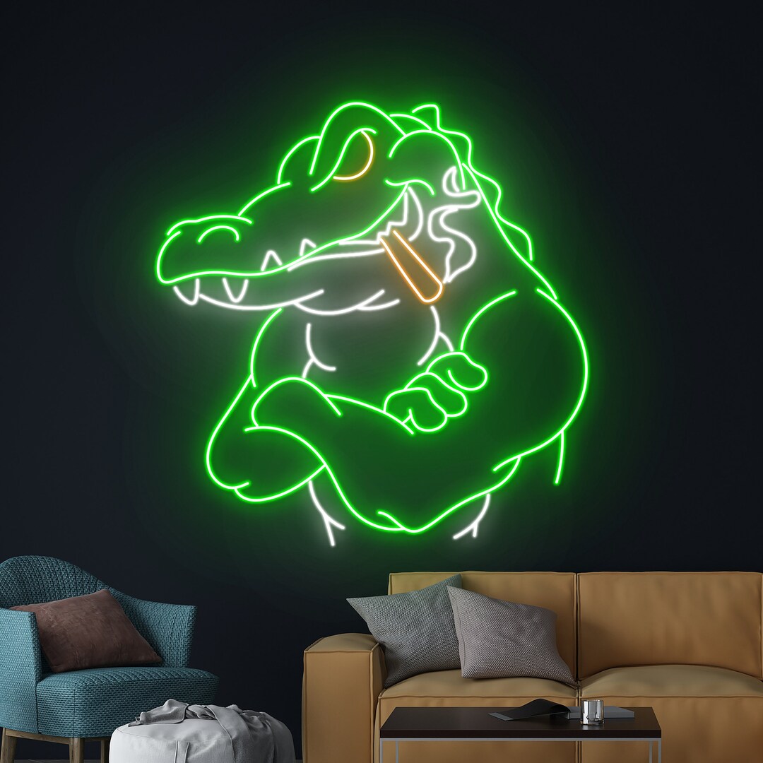 Crocodile Smoking Neon Light Gator Neon Light Alligator Neon Light Croc ...