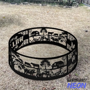 Personalized Farm Fire Pit Ring, Forest Fire Ring Camping, Fire Pit ...