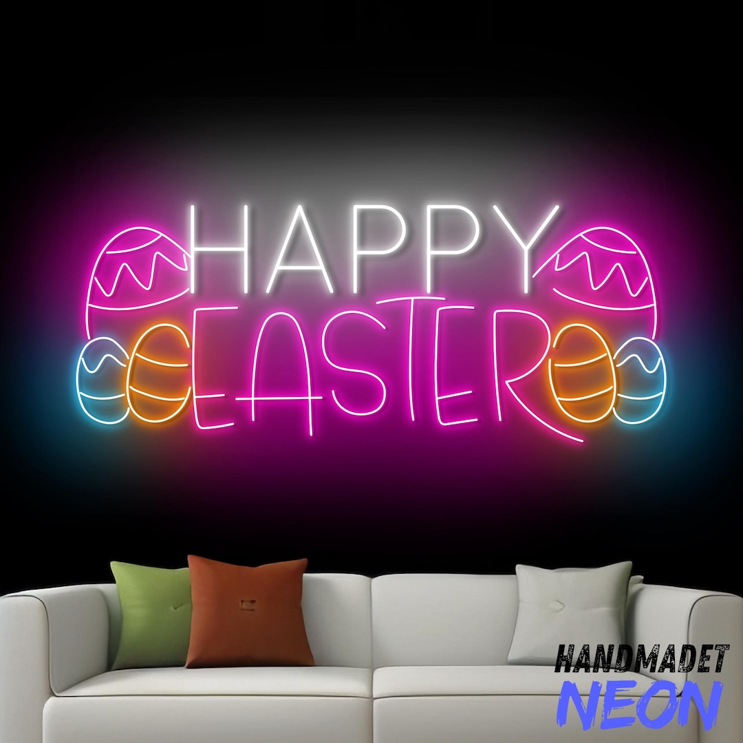 Happy Easter Neon Sign, Eggs Easter Led Sign, Egg Easter Neon Light ...