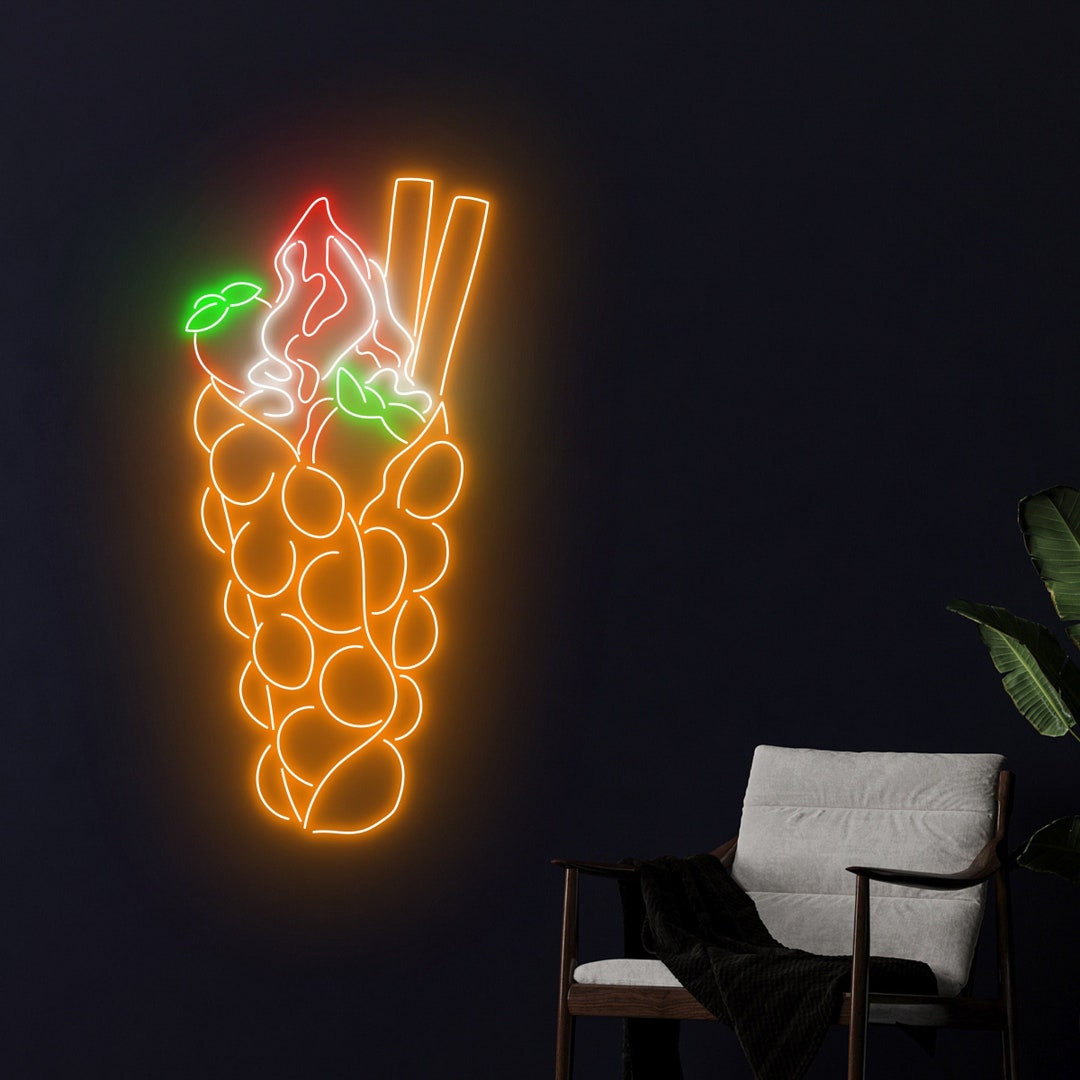 Waffles Led Light, Bubble Waffle Neon Sign, Waffle Bubble Led Sign ...