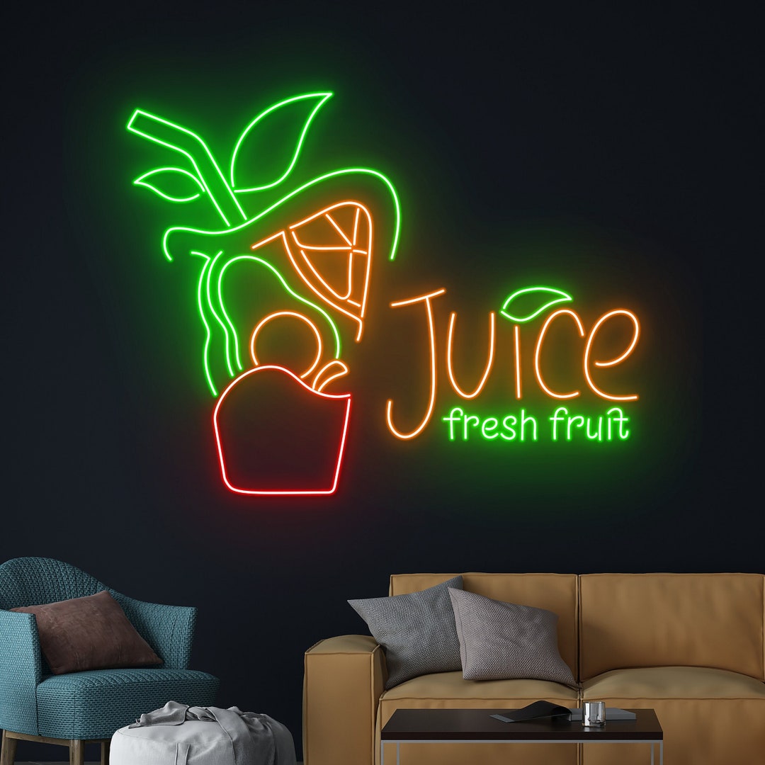 Juice Fresh Fruit Neon Sign, Juice LED Light, Fresh Fruit Neon Light ...