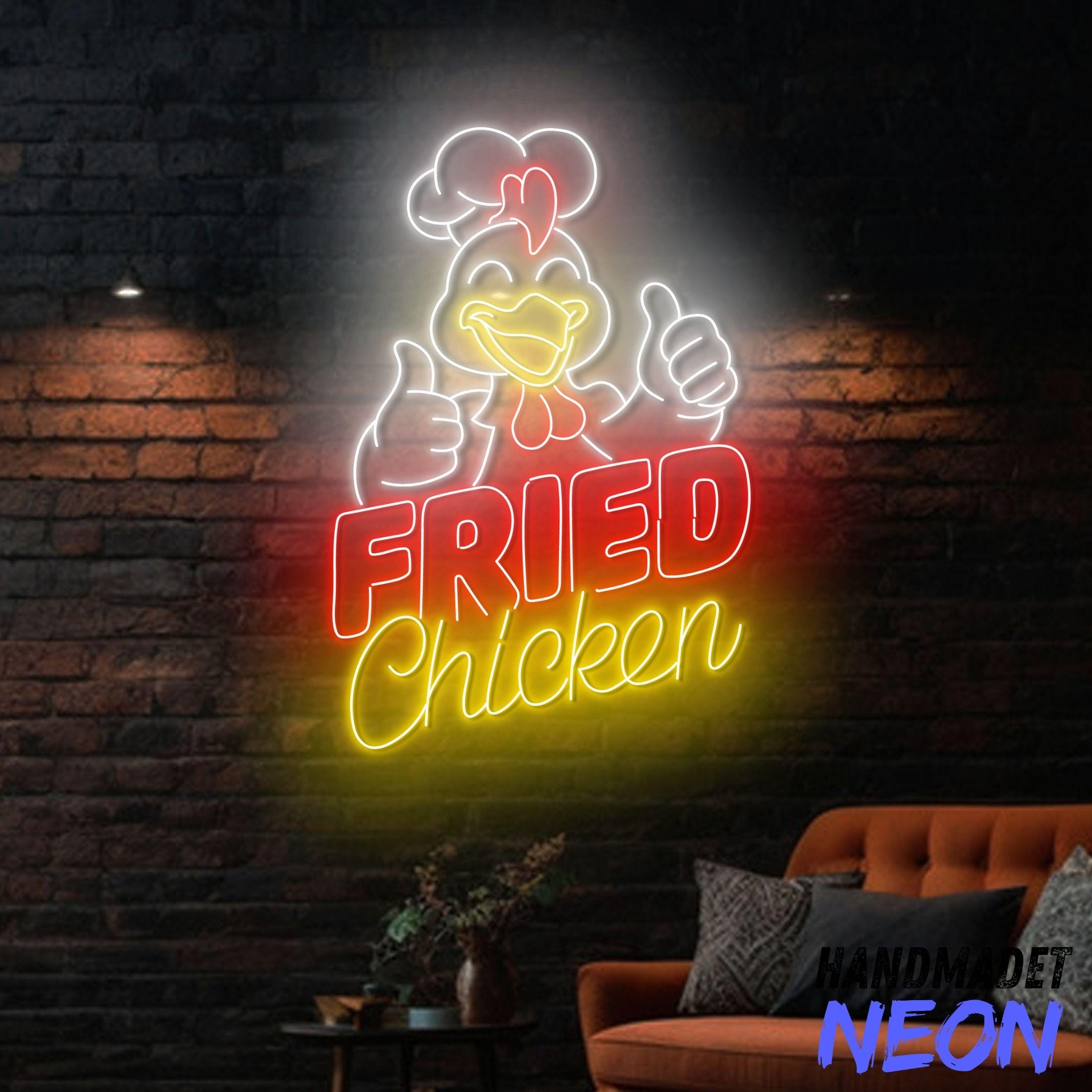 Chicken Fried Neon Sign, Chicken Fried Open Led Sign, Food Led Light ...