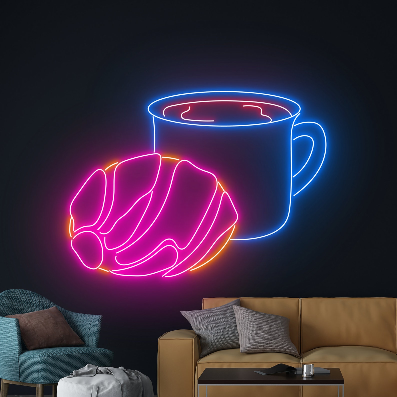 Concha Cafecito Coffee Neon Sign, Concha Bread Led Sign, Cafecito Led ...