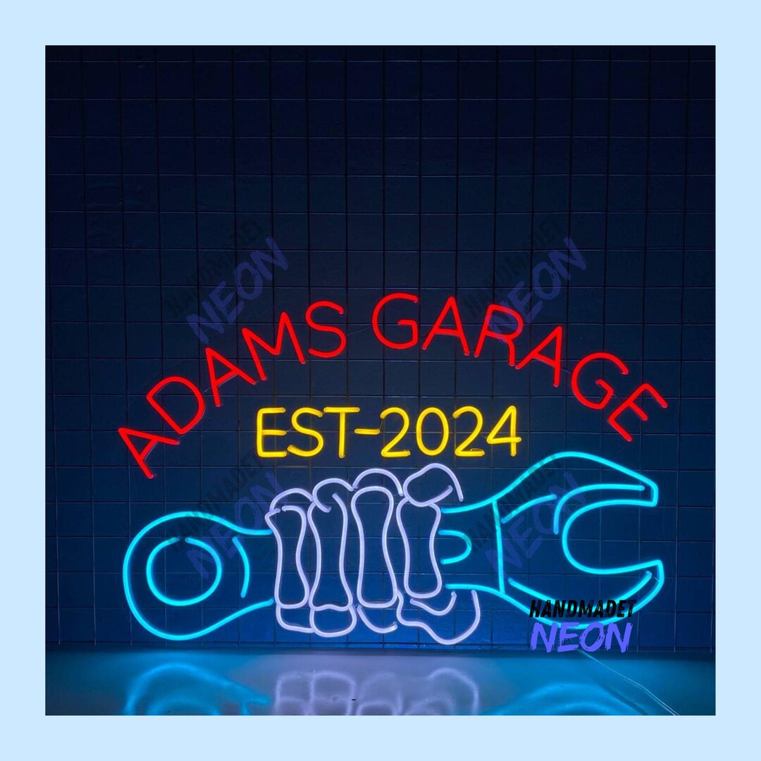 Skeleton Garage Neon Sign, Skull Garage Mechanic Led Sign, Workshop Led ...