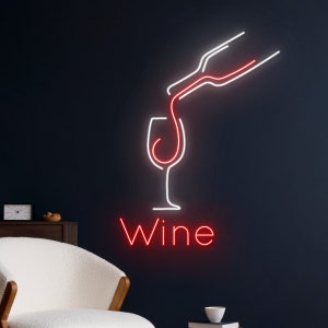 Wine Neon Light, Wine Bottle Neon Sign, Wine Glass Led Light, Drinking ...